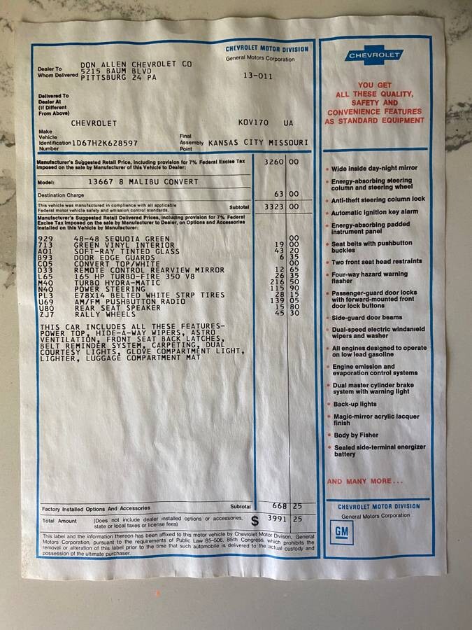 1972 Chevelle sticker | Barn Finds